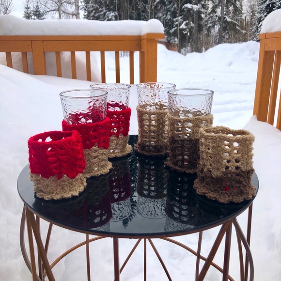 Kitchen | 6pc Crochet Glass Coverscoasters In 1 | Poshmark